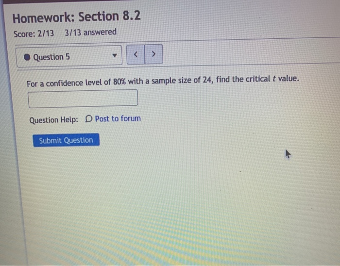 Solved Homework: Section 8.2 Score: 2/13 3/13 answered | Chegg.com