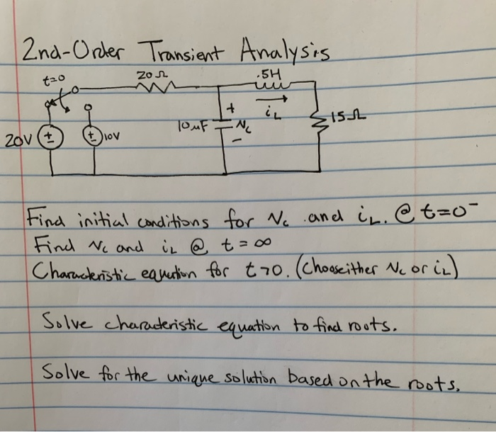 Solved Using 2nd order transient anaysis, solve for the | Chegg.com