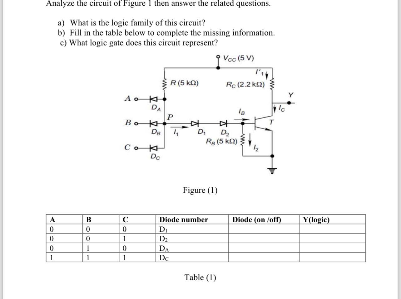 Solved Analyze the circuit of Figure 1 ﻿then answer the | Chegg.com