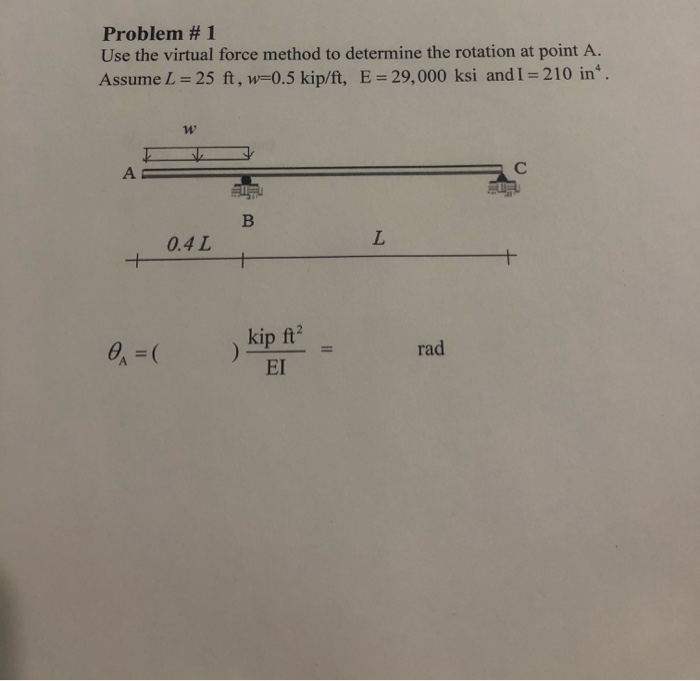Solved Problem #1 Use the virtual force method to determine | Chegg.com