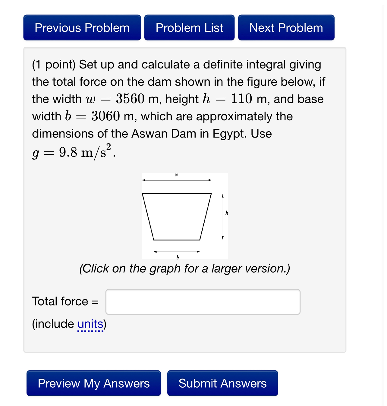 Solved (1 ﻿point) ﻿Set up and calculate a definite integral | Chegg.com