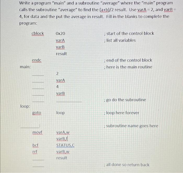 Solved Write A Program Main And A Subroutine Average