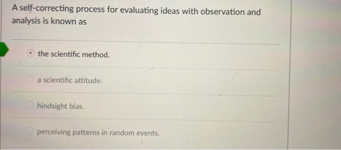 Solved A self-correcting process for evaluating ideas with | Chegg.com