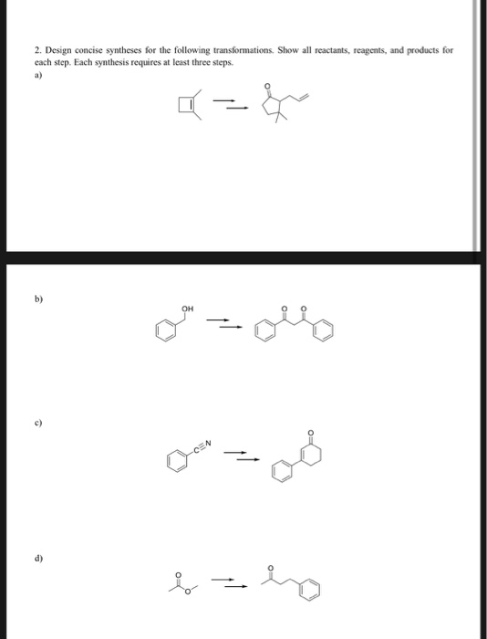 Solved 2. Design concise syntheses for the following | Chegg.com