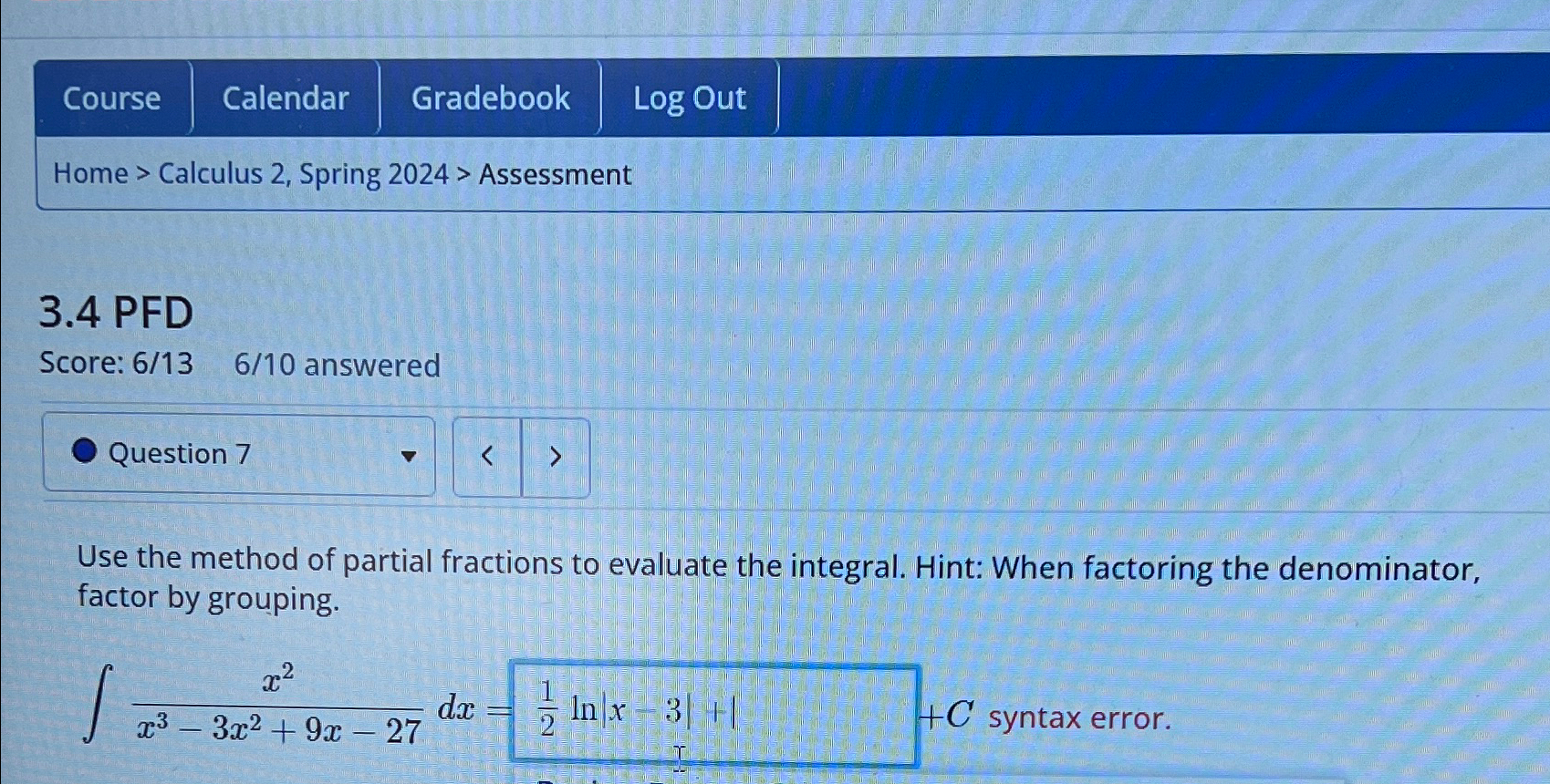 Solved CourseLog OutHome > ﻿Calculus 2, ﻿Spring 2024> | Chegg.com