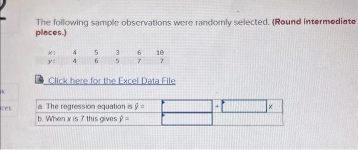 Solved The following sample observations were randomly | Chegg.com