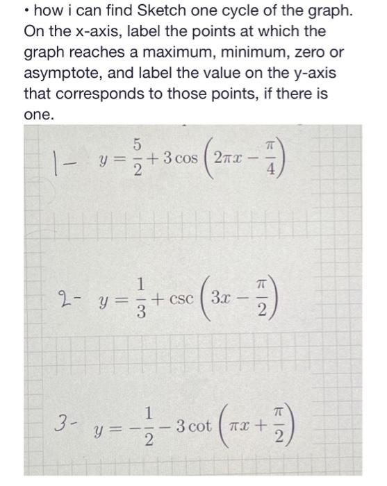Solved - how i can find Sketch one cycle of the graph. On | Chegg.com