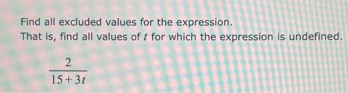 Solved Find all excluded values for the expression. That is, | Chegg.com