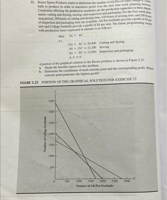 Solved 22. Reiser Sports Products wants to determine the | Chegg.com