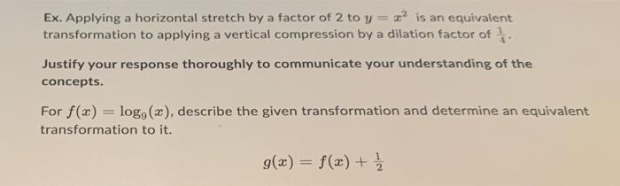 Solved Ex. Applying a horizontal stretch by a factor of 2 to | Chegg.com