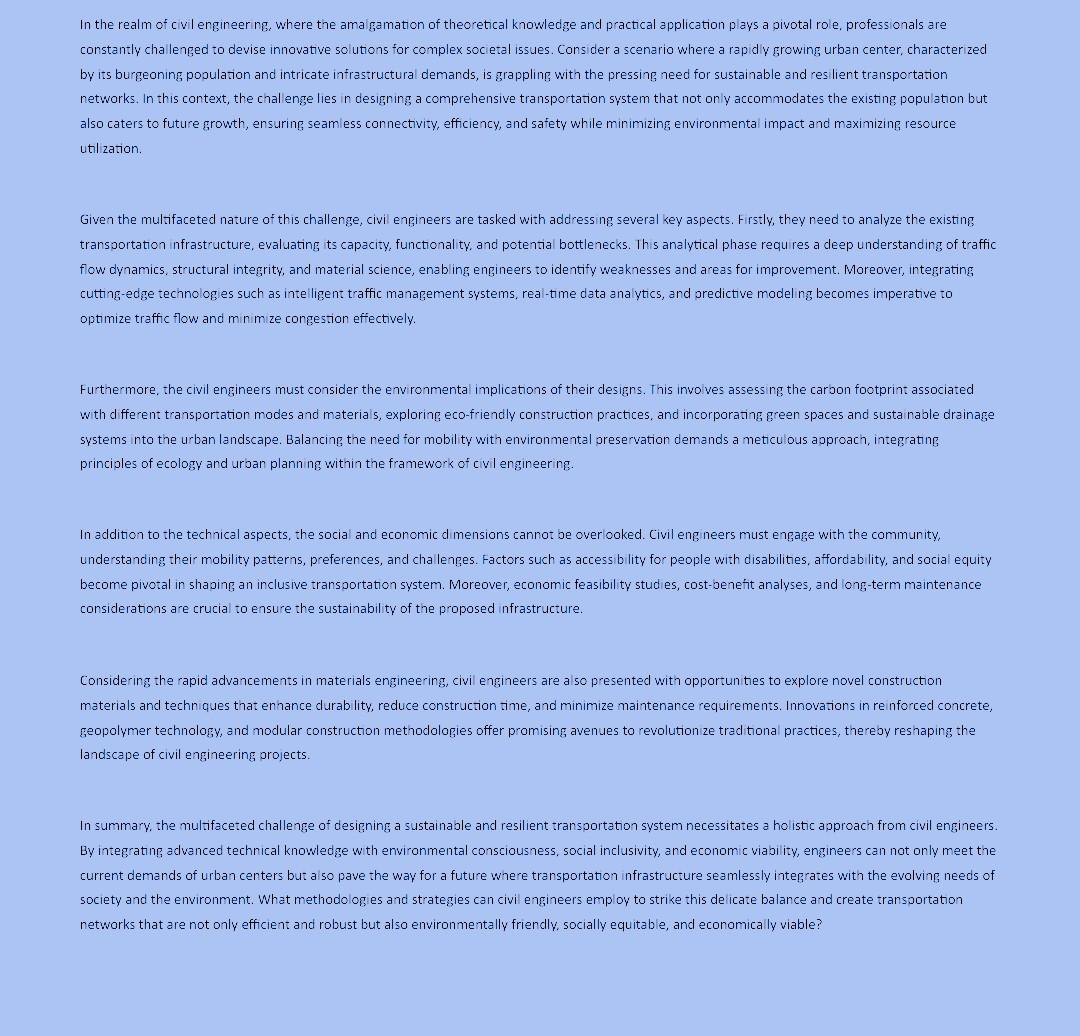 Solved In the realm of civilengineerng, where the ama | Chegg.com