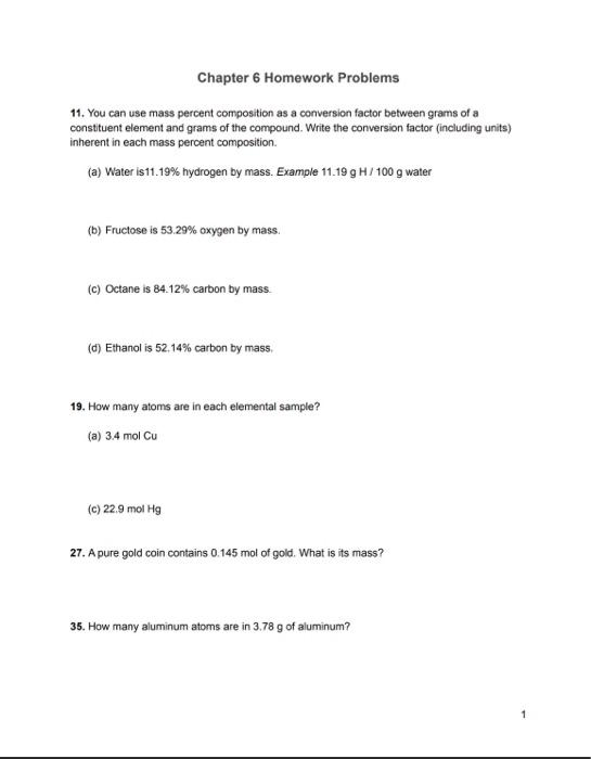 Solved 11. You can use mass percent composition as a | Chegg.com