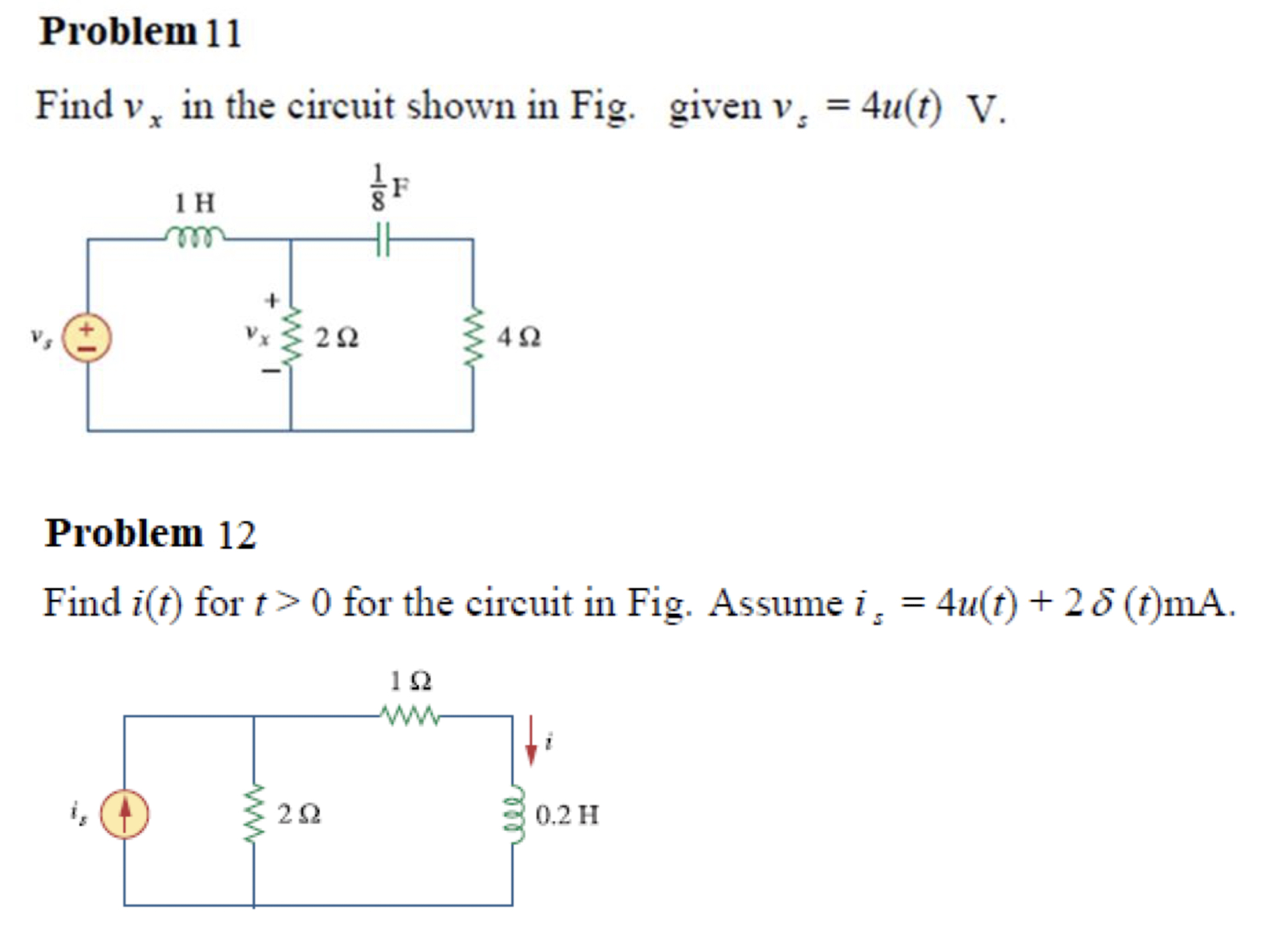 Solved Problem 11Find vx ﻿in the circuit shown in Fig. given | Chegg.com