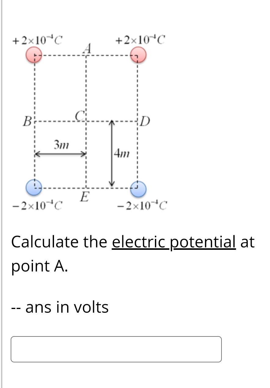 Solved Calculate the electric potential atpoint A.-- ﻿Answer | Chegg.com