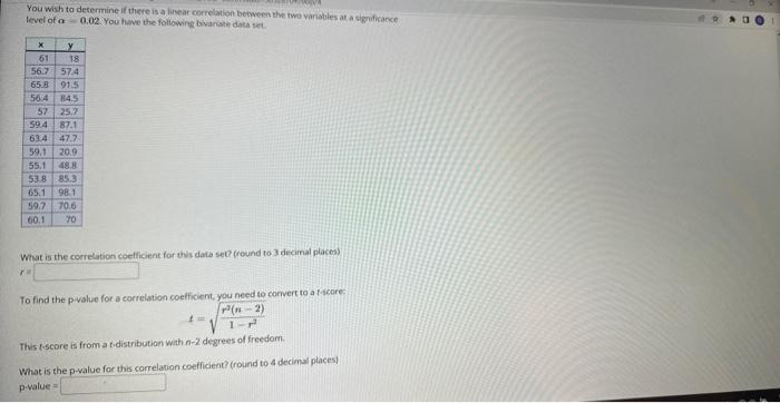 Solved You wish to determine if there is a linear | Chegg.com
