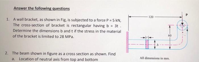 Solved Answer the following questions 120 1. A wall bracket, | Chegg.com