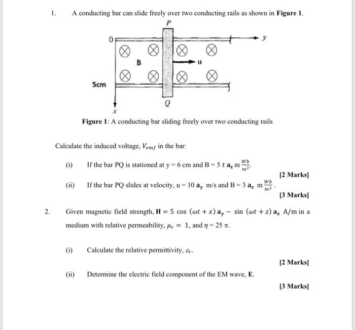 Solved 1. A conducting bar can slide freely over two | Chegg.com