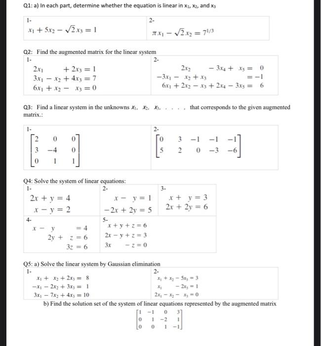 Solved Q1: a) In each part, determine whether the equation | Chegg.com