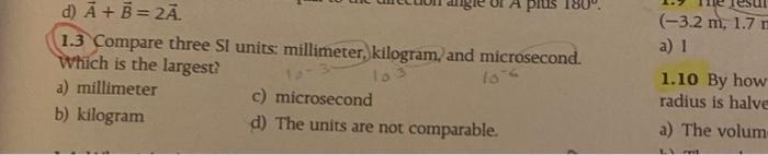 Solved a) i b) 1 1.6 A round object, whose diameter is | Chegg.com