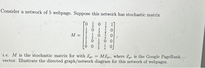 Solved Consider a network of 5 webpage. Suppose this network | Chegg.com