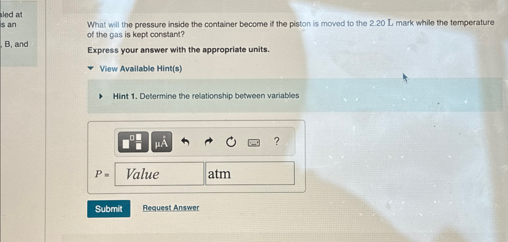 Solved What will the pressure inside the container become if | Chegg.com