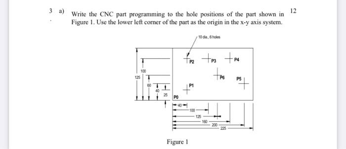 Solved 3 a) 12 Write the CNC part programming to the hole | Chegg.com