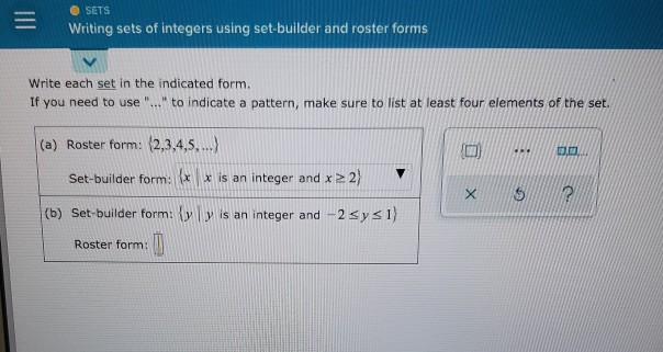 Solved SETS Writing sets of integers using set-builder and | Chegg.com