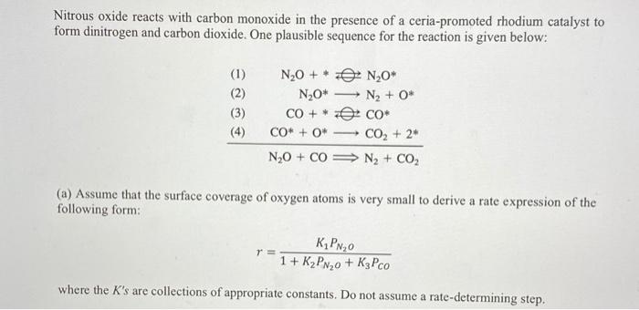 Solved Nitrous oxide reacts with carbon monoxide in the | Chegg.com