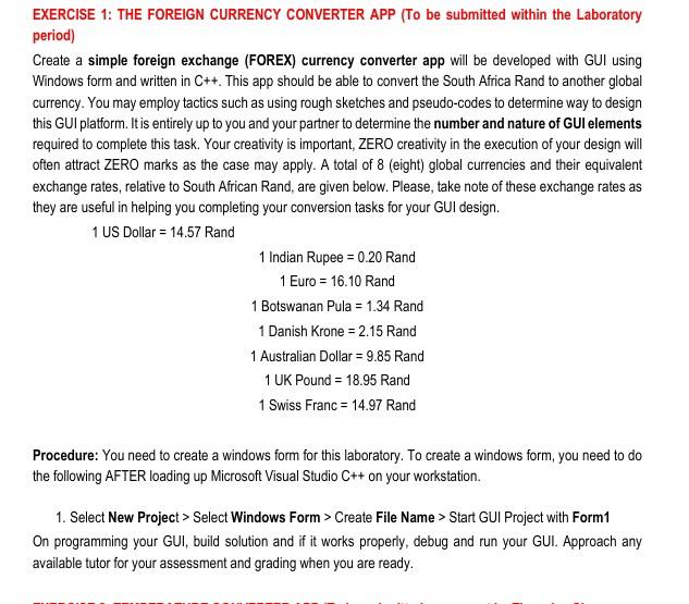 Solved EXERCISE 1: THE FOREIGN CURRENCY CONVERTER APP (To be | Chegg.com