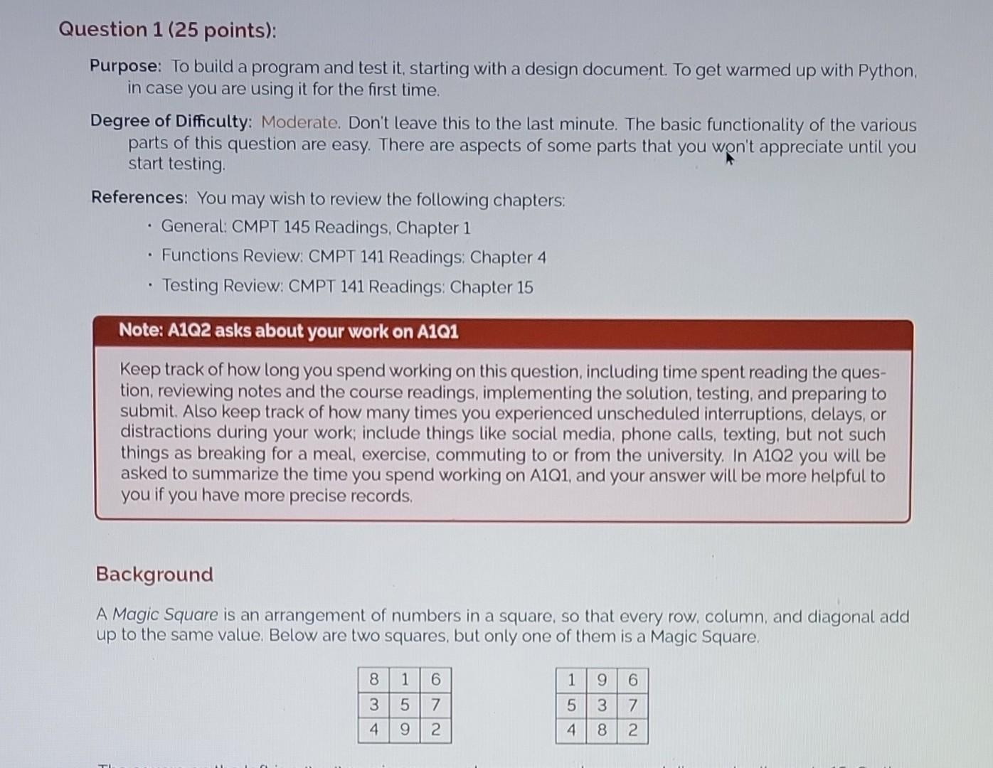 Solved uestion 1 (25 points): Purpose: To build a program | Chegg.com