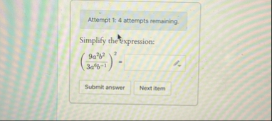 Solved Attempt 1: 4 ﻿attempts remaining.Simplify the | Chegg.com