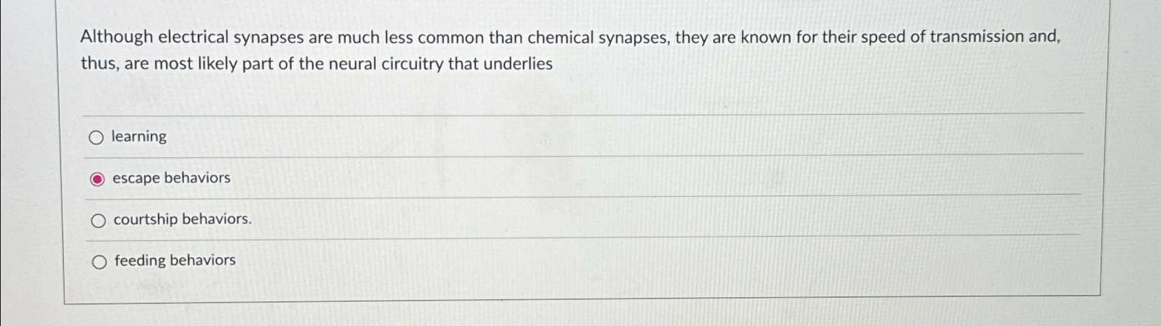 Solved Although electrical synapses are much less common | Chegg.com