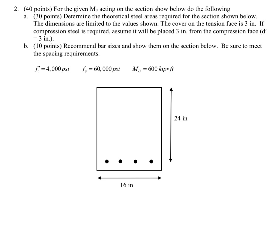 Solved (40 ﻿points) ﻿For the given Mu ﻿acting on the section | Chegg.com