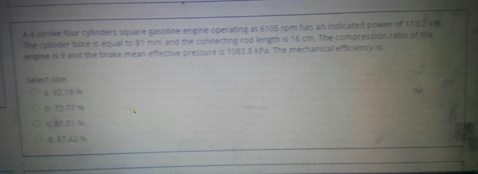 Solved A 4-stroke four cylinders square gasoline engine | Chegg.com