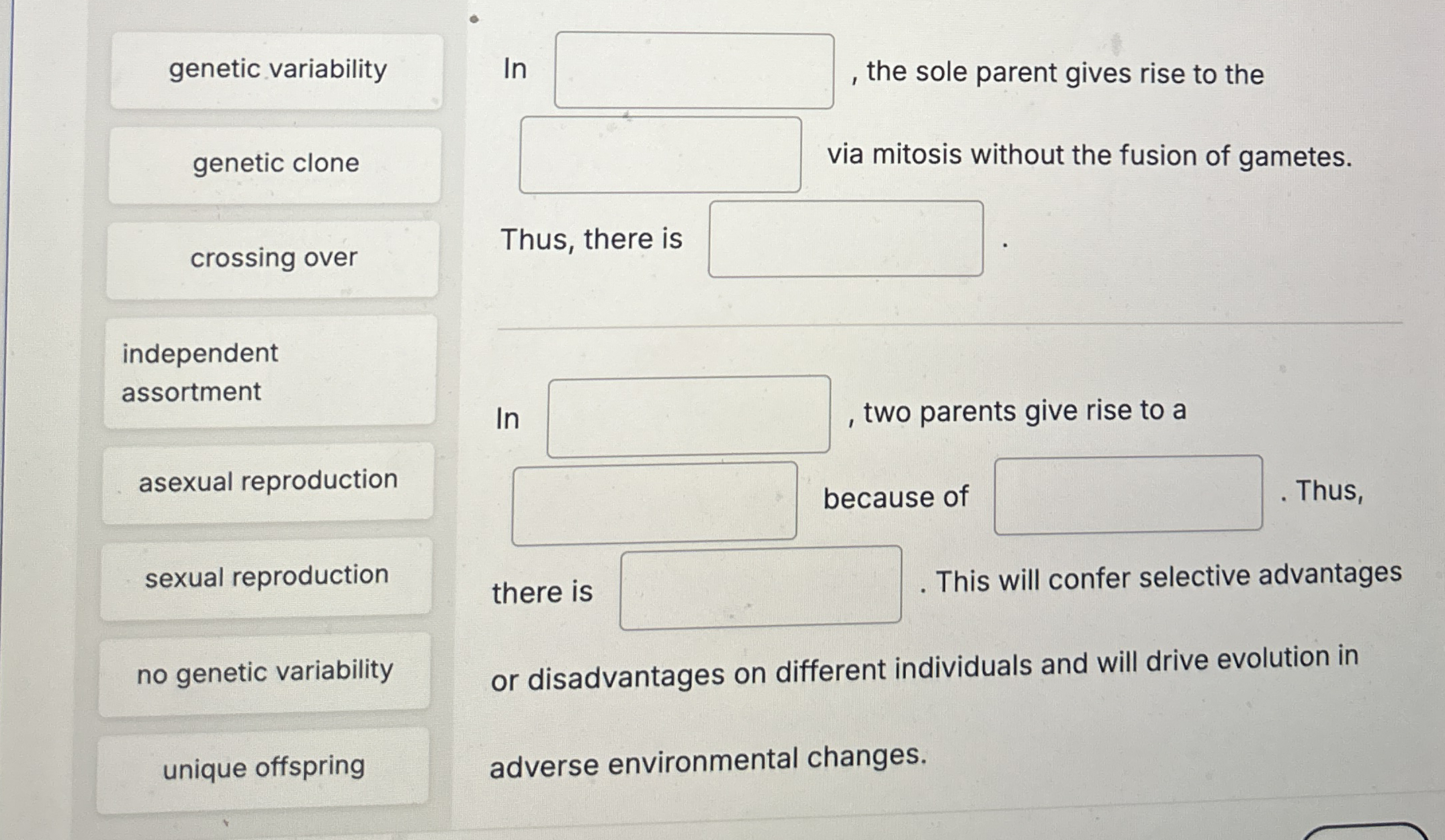 Solved genetic variabilitygenetic clonecrossing | Chegg.com