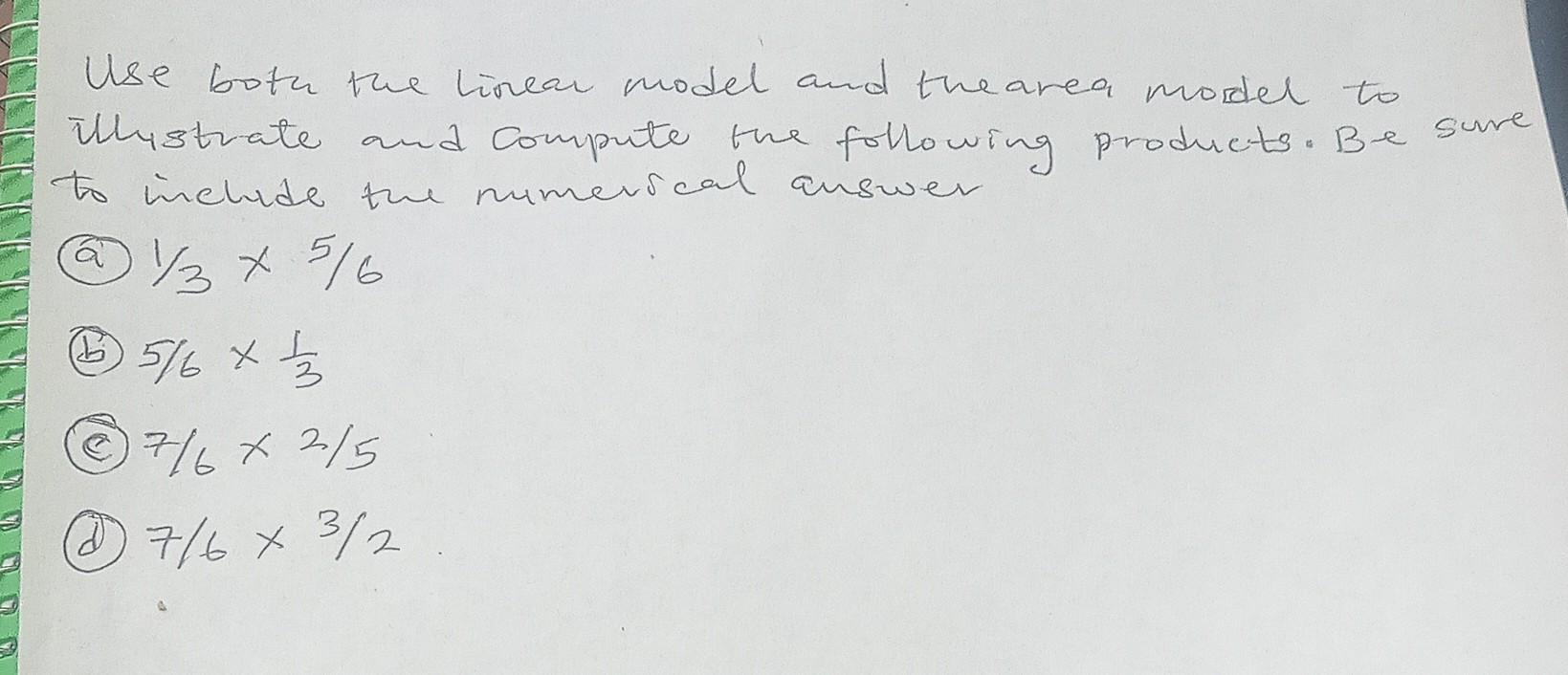 Solved Use botu the linear model and the area mordel to | Chegg.com