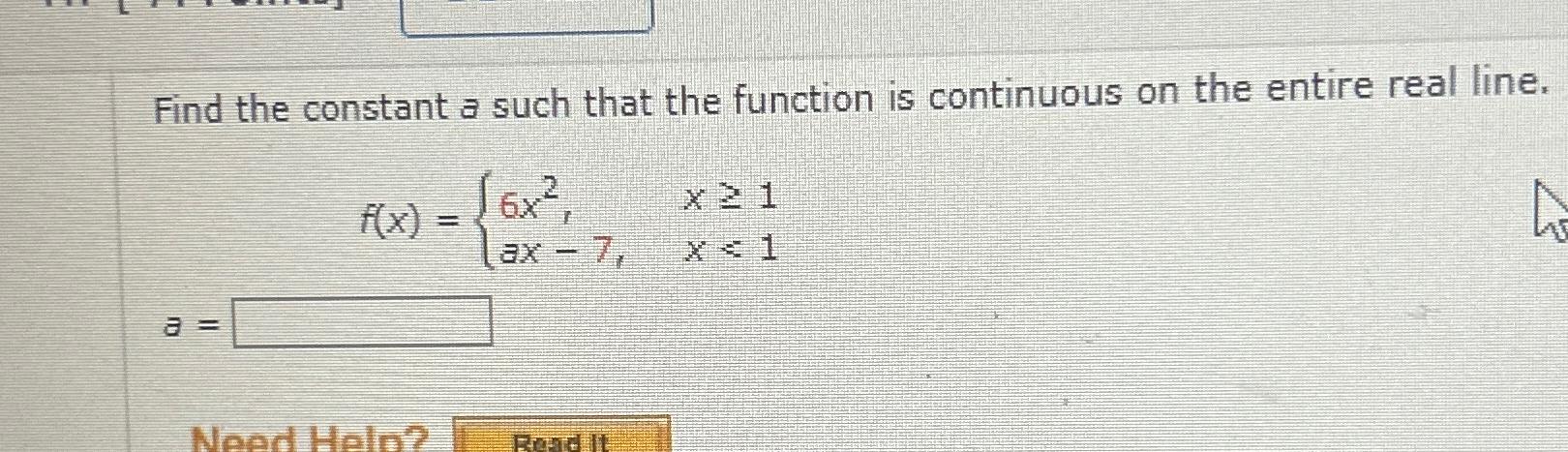 Solved Find the constant a such that the function is | Chegg.com