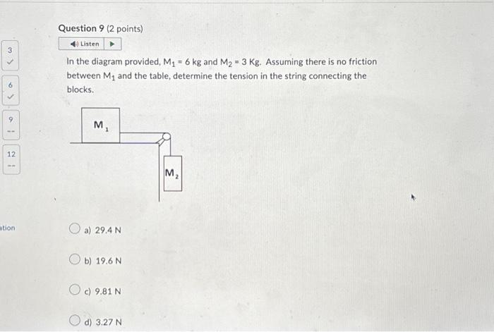 Solved In the diagram provided, M1=6 kg and M2=3Kg. Assuming | Chegg.com