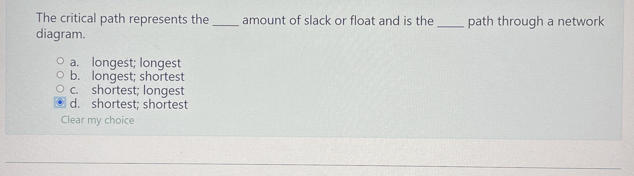 Solved The critical path represents the diagram.amount of | Chegg.com