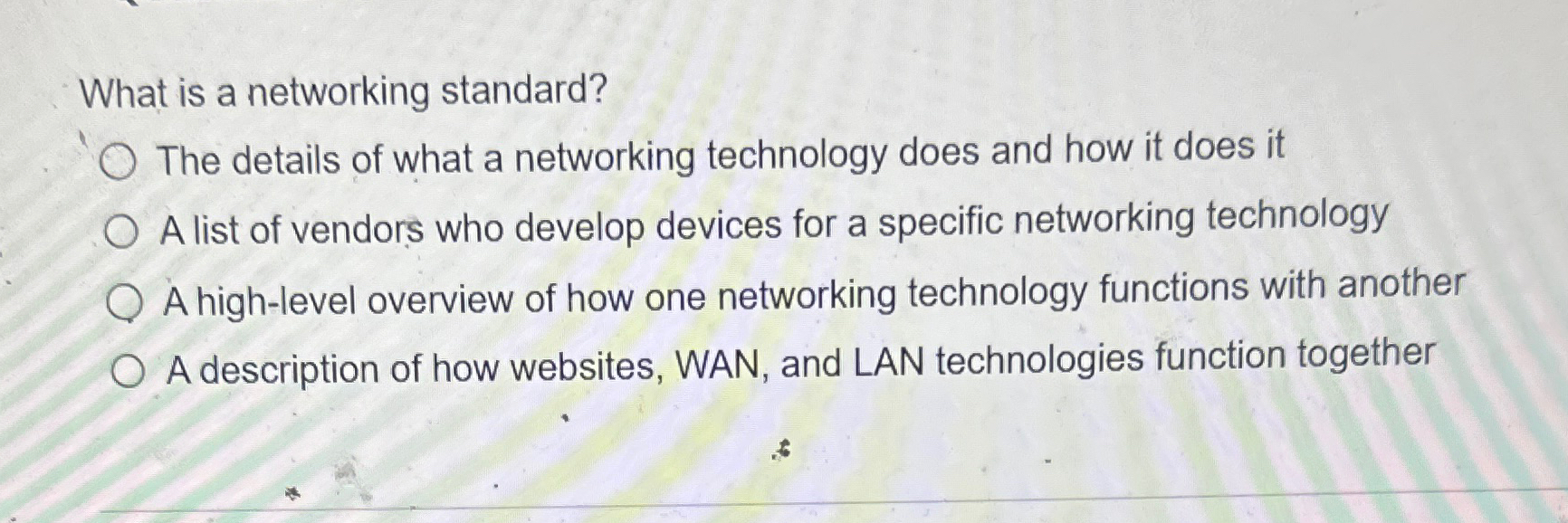 Solved What is a networking standard?The details of what a | Chegg.com