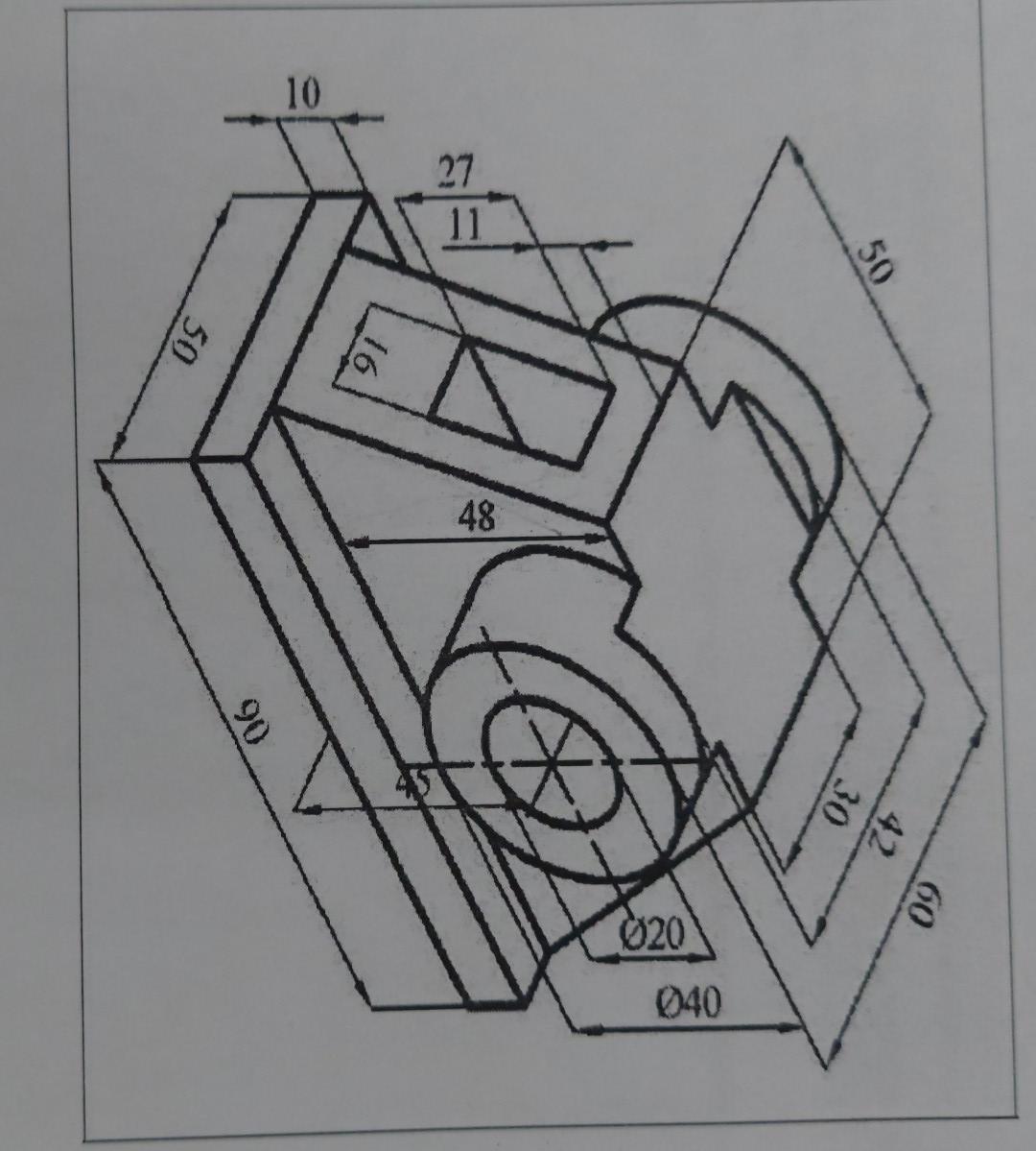 Solved draw front, top and left-side views of the given | Chegg.com