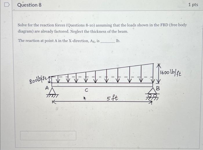 Solved Solve for the reaction forces (Questions 8-10) | Chegg.com