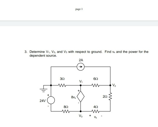 Solved Page 1 3. Determine V1, V2, and V3 with respect to | Chegg.com