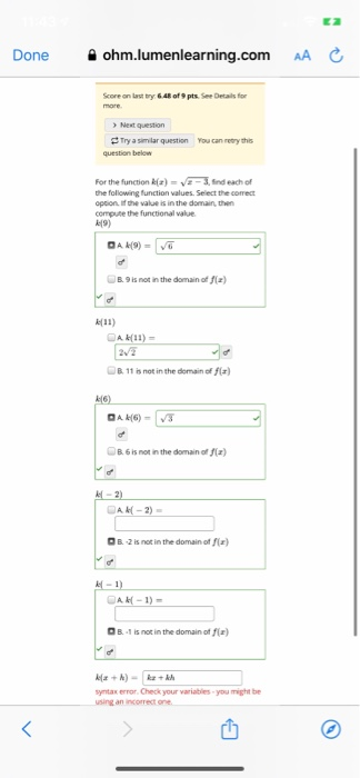 Solved Done ohm.lumenlearning.com AAC Score on Last try 6.48 | Chegg.com