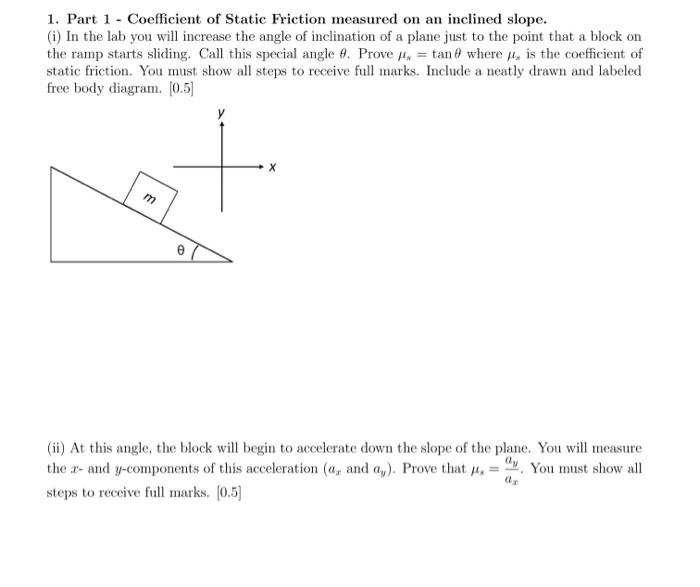 Solved 1. Part 1 - Coefficient of Static Friction measured | Chegg.com