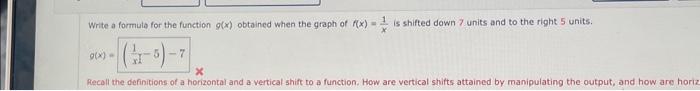 Solved Write a formula for the function g(x) obtained when | Chegg.com