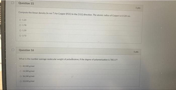 Solved Compute the finear density fin nme-1) for Copper | Chegg.com