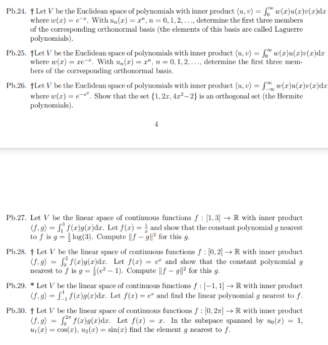 Solved Pb.24. † ﻿Let V ﻿be the Euclidean space of | Chegg.com