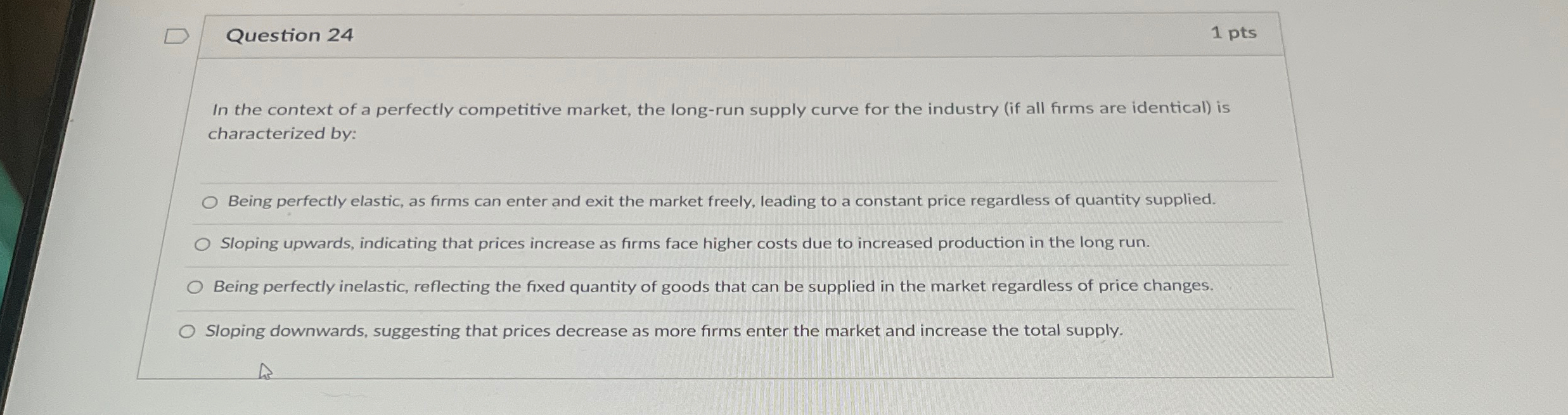 Solved Question 241 ﻿ptsIn the context of a perfectly | Chegg.com