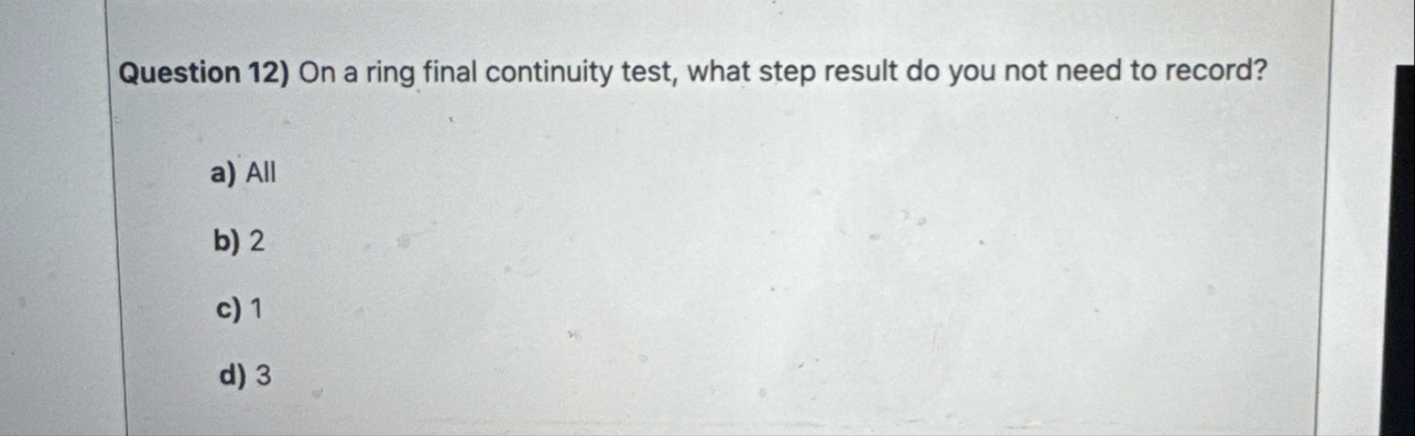 Solved Question 12) ﻿On a ring final continuity test, what | Chegg.com